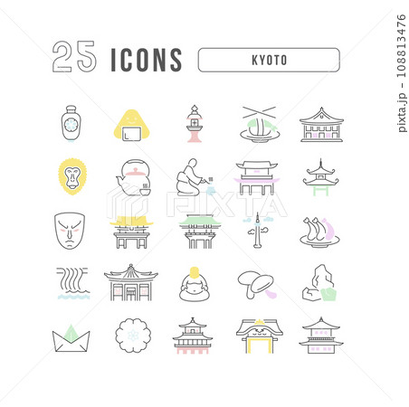 Set of linear icons of Kyotoのイラスト素材 [108813476] - PIXTA