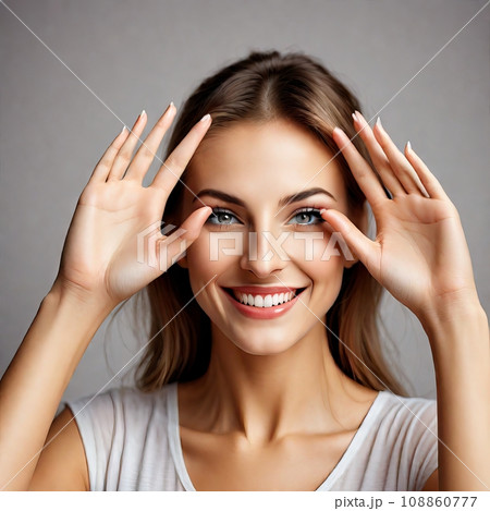 Beautiful happy woman with rising handsのイラスト素材 [108860777] - PIXTA