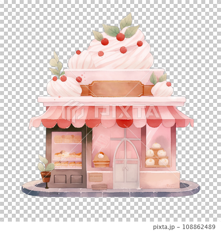 Christmas cake storefront in a winter with...のイラスト素材 [108862489] - PIXTA