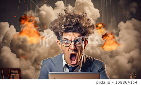 Dramatic reaction of an office worker with a...のイラスト素材 [108864154] - PIXTA