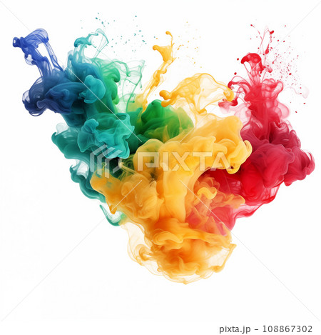 multicolored smoke flash isolated on white...のイラスト素材 [108867302] - PIXTA