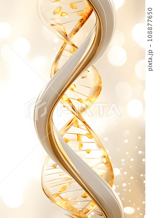 Golden and silver DNA strand - radiant light -...のイラスト素材 [108877650 ...