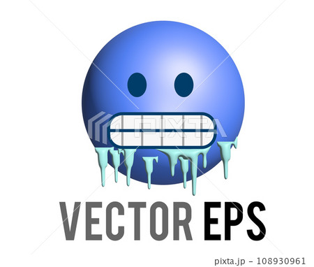 Gradient blue cold, freezing face 3D icon with...のイラスト素材 [108930961 ...