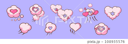 Cloud Heart Puff Explosion as Romantic Symbol...のイラスト素材 [108935576] - PIXTA