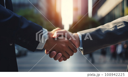 Businessman handshake on blur background with...のイラスト素材 [108942225] - PIXTA