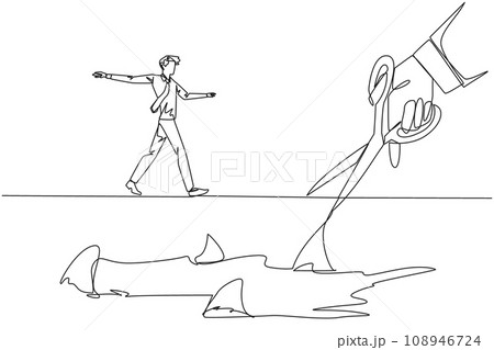 Continuous one line drawing businessman walking...のイラスト素材 [108946724 ...
