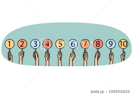 Diverse people holding numbers in handsのイラスト素材 [108950820] - PIXTA