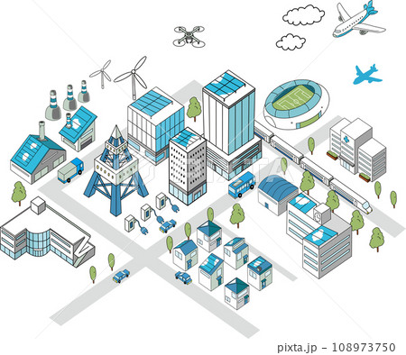DX・GX・スマートシティのイメージイラストのイラスト素材 [108973750] - PIXTA
