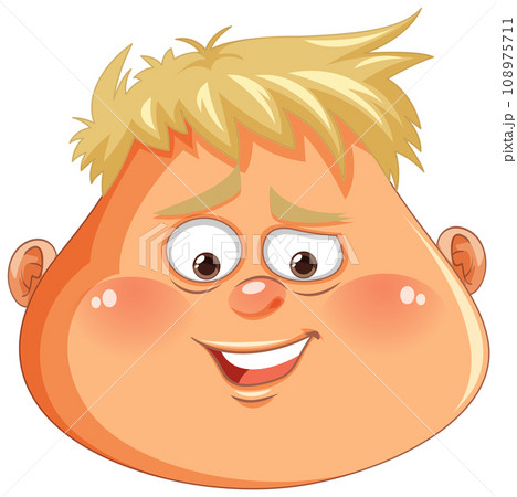 Overweight Man Head with Sneer Faceのイラスト素材 [108975711] - PIXTA