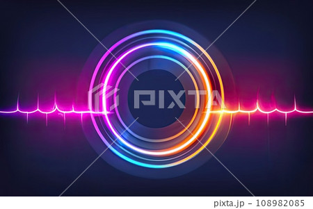 Neon rounded pulse waves with shining effects...のイラスト素材 [108982085] - PIXTA
