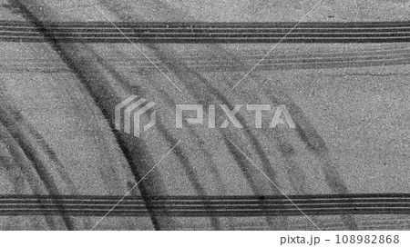 Aerial top view auto tire tread element, Car...の写真素材 [108982868] - PIXTA