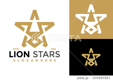 Luxury Lion Star Logo design vector symbol icon...のイラスト素材 [108995981 ...