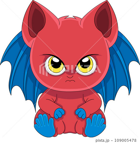 cartoon logo of a cute red devil with blue...のイラスト素材 [109005478] - PIXTA