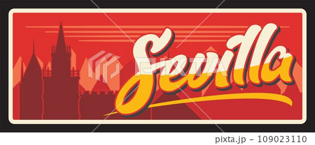 Spain Sevilla metal plates and tin sign with...のイラスト素材 [109023110] - PIXTA
