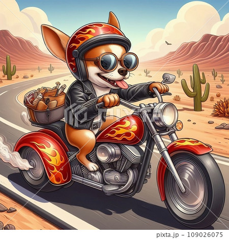 バイクに乗る犬のイラスト素材 [109026075] - PIXTA