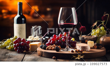 Wine still life background. のイラスト素材 [109027573] - PIXTA