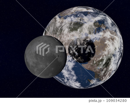 Sun eclipse 3D renderのイラスト素材 [109034280] - PIXTA