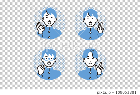 Person Junior high school boy icon set posing... - Stock Illustration ...