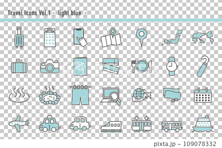 Travel icon set A 05 light blue - Stock Illustration [109078332] - PIXTA