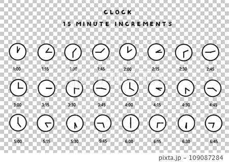 Analog clock/15 minute increments - Stock Illustration [109087284] - PIXTA