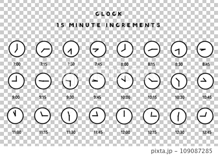 Analog clock/15 minute increments - Stock Illustration [109087285] - PIXTA