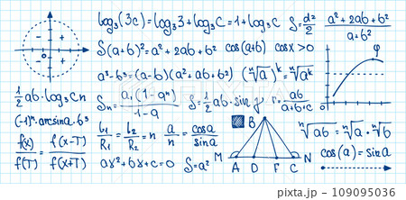 Hand drawn math symbols. Blackboard chalkboard...のイラスト素材 [109095036 ...