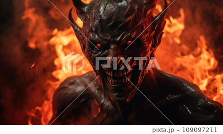 Portrait of ghostly devil in the hell, a place...のイラスト素材 [109097211 ...