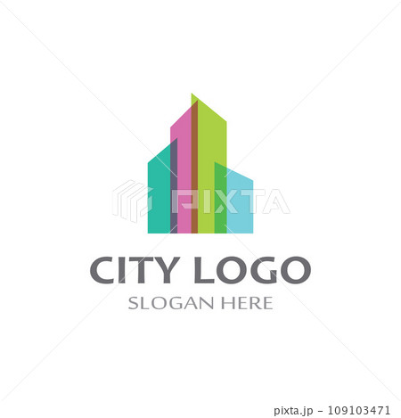 Downtown building logo design with creative ideaのイラスト素材 [109103471] - PIXTA