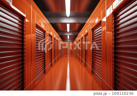 Orange door Self Storage Units hallway perspectiveのイラスト素材 [109110236 ...