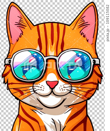 cartoon cat with glasses-插圖素材 [109115082] - PIXTA圖庫