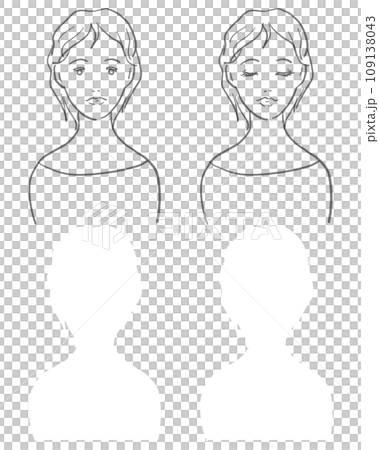 Woman front view from shoulders above, side, back - Stock Illustration ...