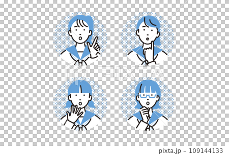 Person Junior high school girl icon set with... - Stock Illustration ...