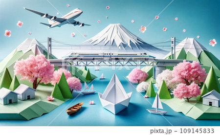 Origami Journey in Japan: Boat, Shinkansen,...のイラスト素材 [109145833] - PIXTA