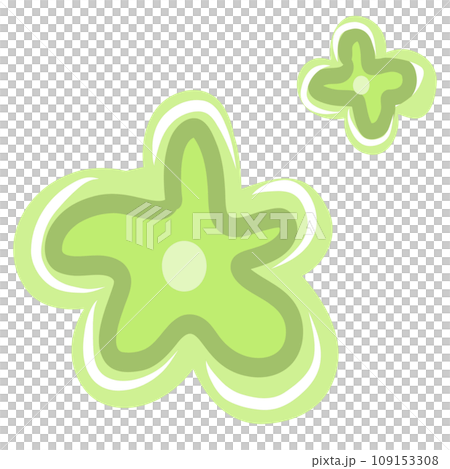 Flower green color paper sticker on white...のイラスト素材 [109153308] - PIXTA