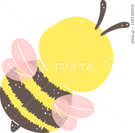 Cute fluffy bee cartoon illustration, kawaii...のイラスト素材 [109166059] - PIXTA