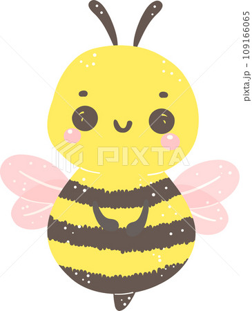 Cute fluffy bee cartoon illustration, kawaii...のイラスト素材 [109166065] - PIXTA