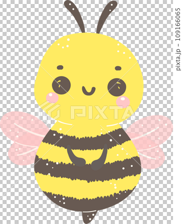 Cute fluffy bee cartoon illustration, kawaii... - Stock Illustration ...