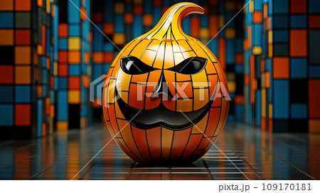 Cubist style Halloween pumpkin. AI generationのイラスト素材 [109170181] - PIXTA