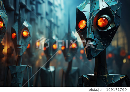 Surreal Geometric Robot Forms. AI generationのイラスト素材 [109171760] - PIXTA