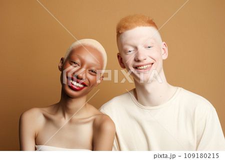 Multiethnic albino couple with unique skin...のイラスト素材 [109180215] - PIXTA