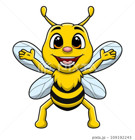 Cute bee cartoon on white backgroundのイラスト素材 [109192243] - PIXTA