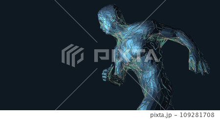 Transparent human body in motion with internal...のイラスト素材 [109281708 ...