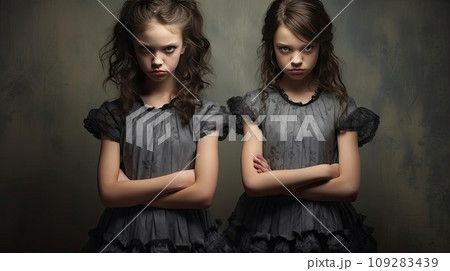 Two girls in identical dressesのイラスト素材 [109283439] - PIXTA