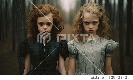 Two girls in identical dressesのイラスト素材 [109283489] - PIXTA