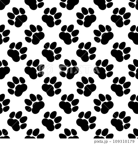 Big paw print seamless repeating pattern. Cat...のイラスト素材 [109310179] - PIXTA