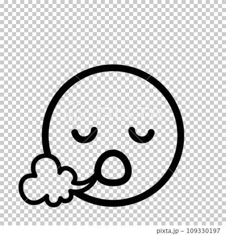Sigh emoticon icon face expression simple white... - Stock Illustration ...