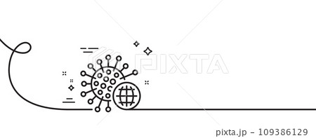 Coronavirus pandemic line icon. Continuous one...のイラスト素材 [109386129 ...