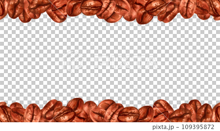 Horizontal seamless border, frame of coffee...のイラスト素材 [109395872] - PIXTA