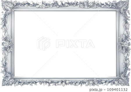 銀色のおしゃれなデザインの額縁のイラスト素材 [109401132] - PIXTA