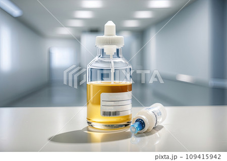 ampoules with Covid-19 vaccine on a laboratory...のイラスト素材 [109415942 ...